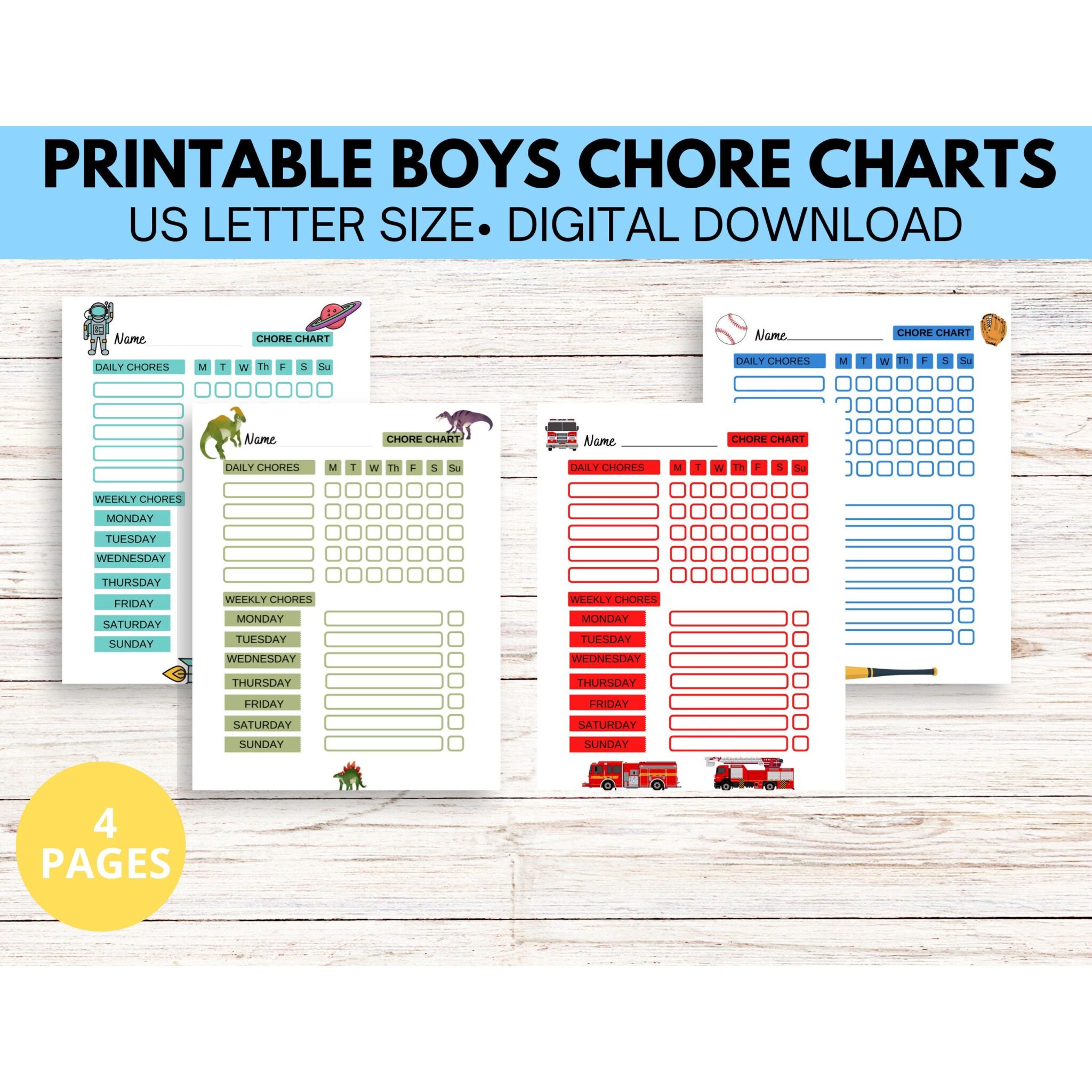 Printable Chore Charts - Mess for Less Shop