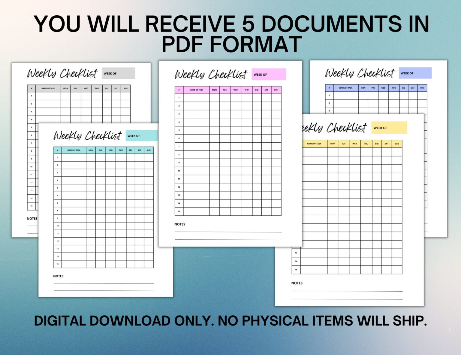 Weekly To-Do List Printables - Mess for Less Shop