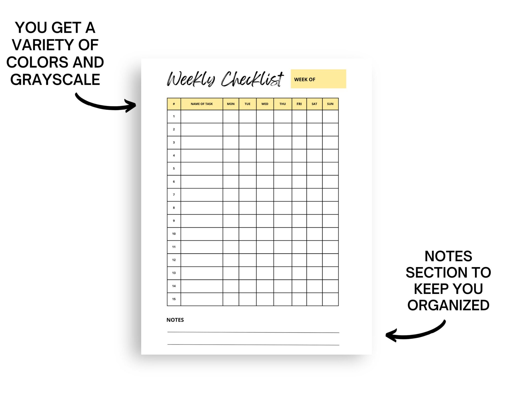 Weekly To-Do List Printables - Mess for Less Shop