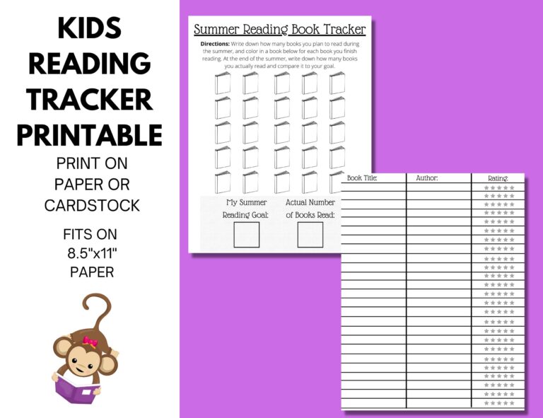 Printable Summer Reading Tracker - Mess for Less Shop