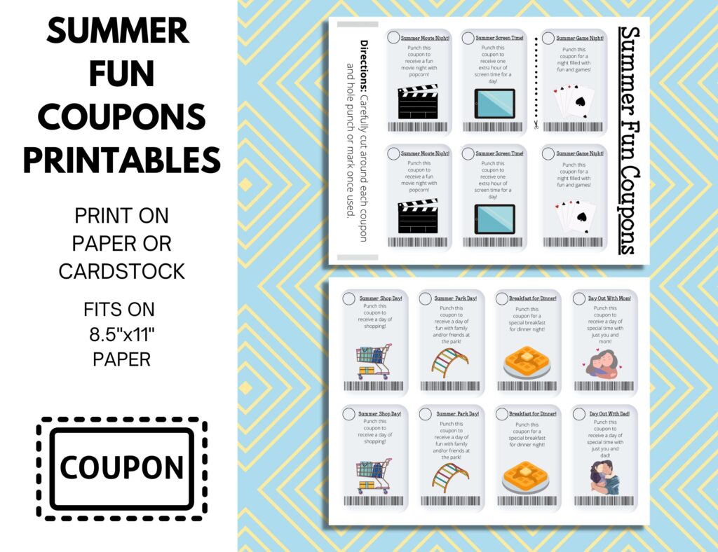 Summer Printable Coupons for Kids - Mess for Less Shop