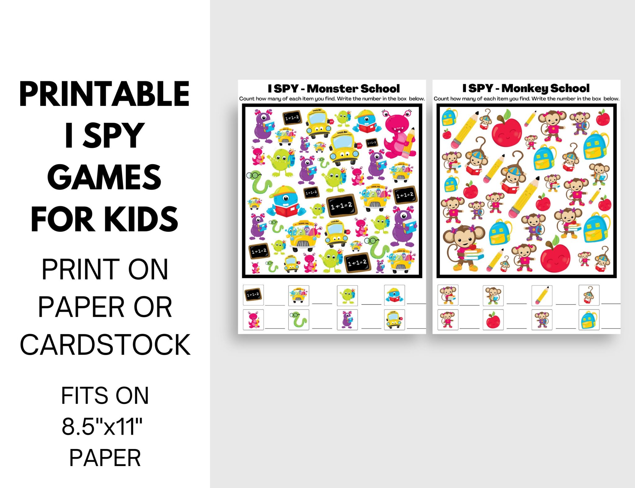 Back to School I Spy Games for Kids - Mess for Less Shop