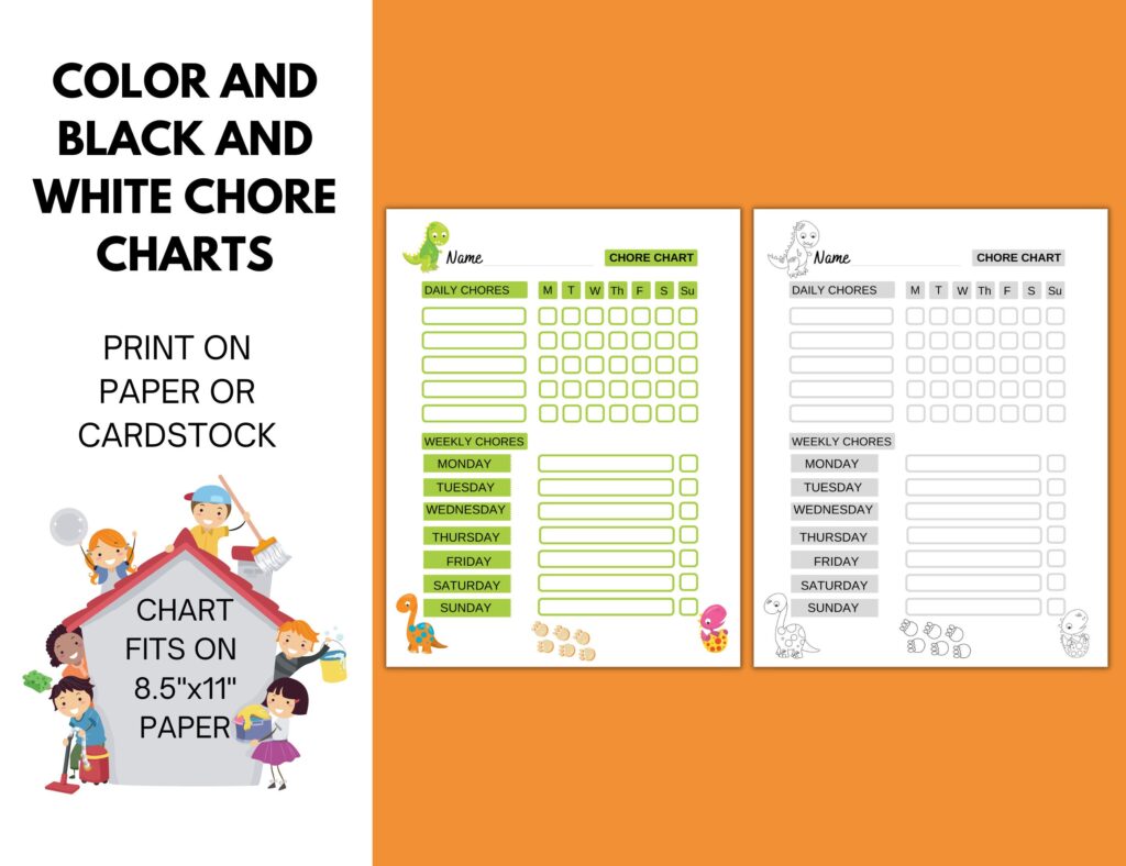 Dinosaur Printable Chore Charts - Mess for Less Shop