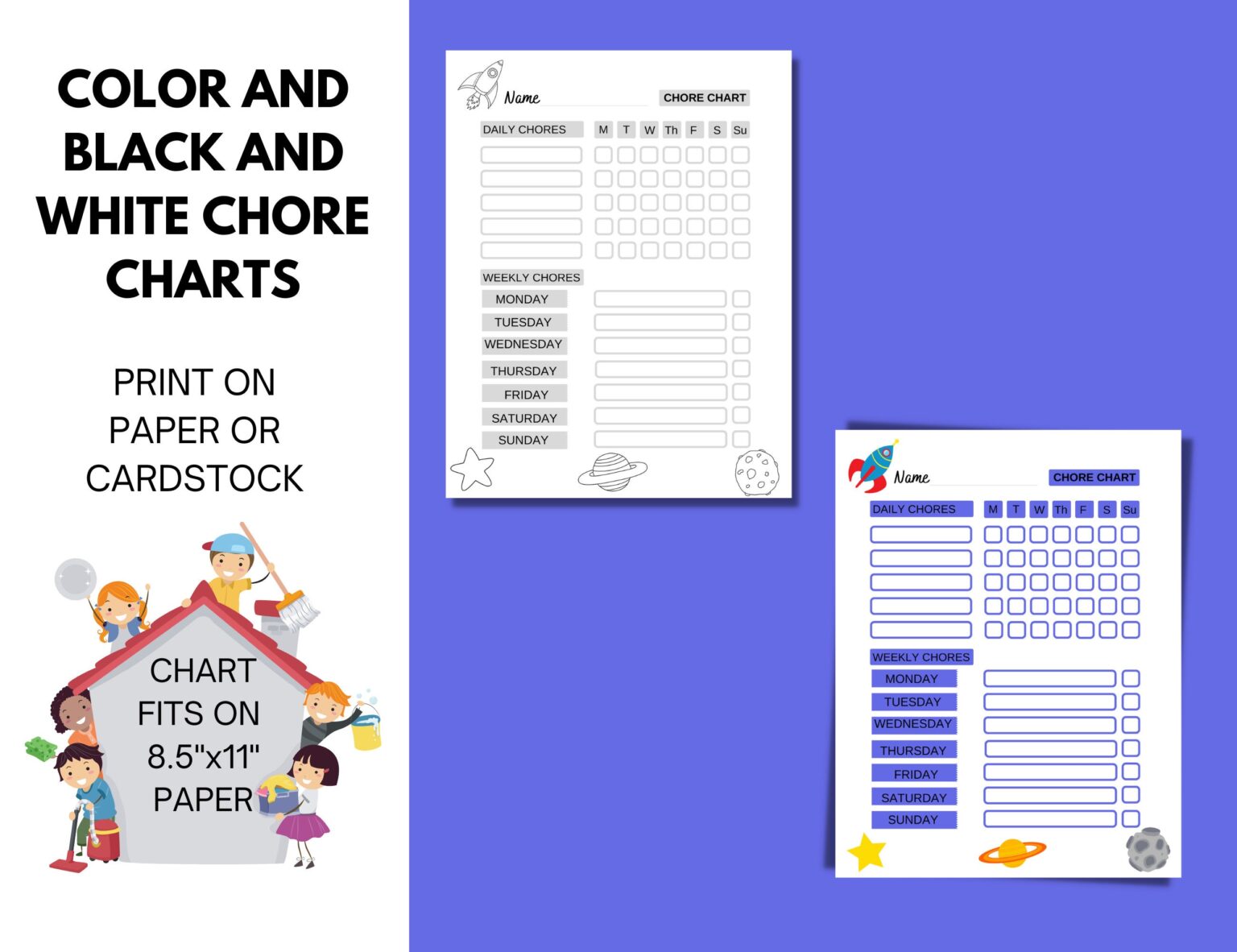 Outer Space Kids Chore Chart - Mess for Less Shop