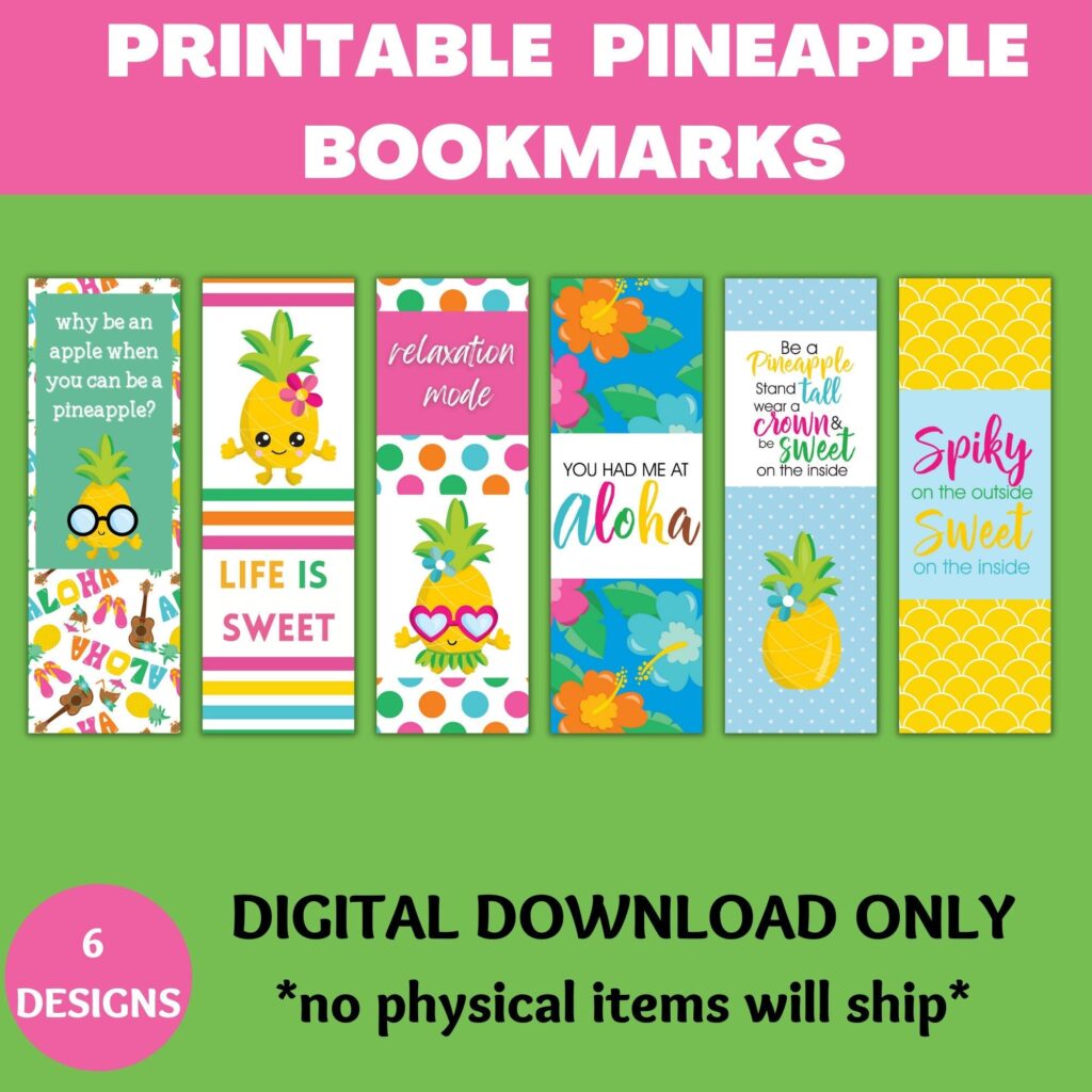 Pineapple Printable Bookmarks - Mess for Less Shop