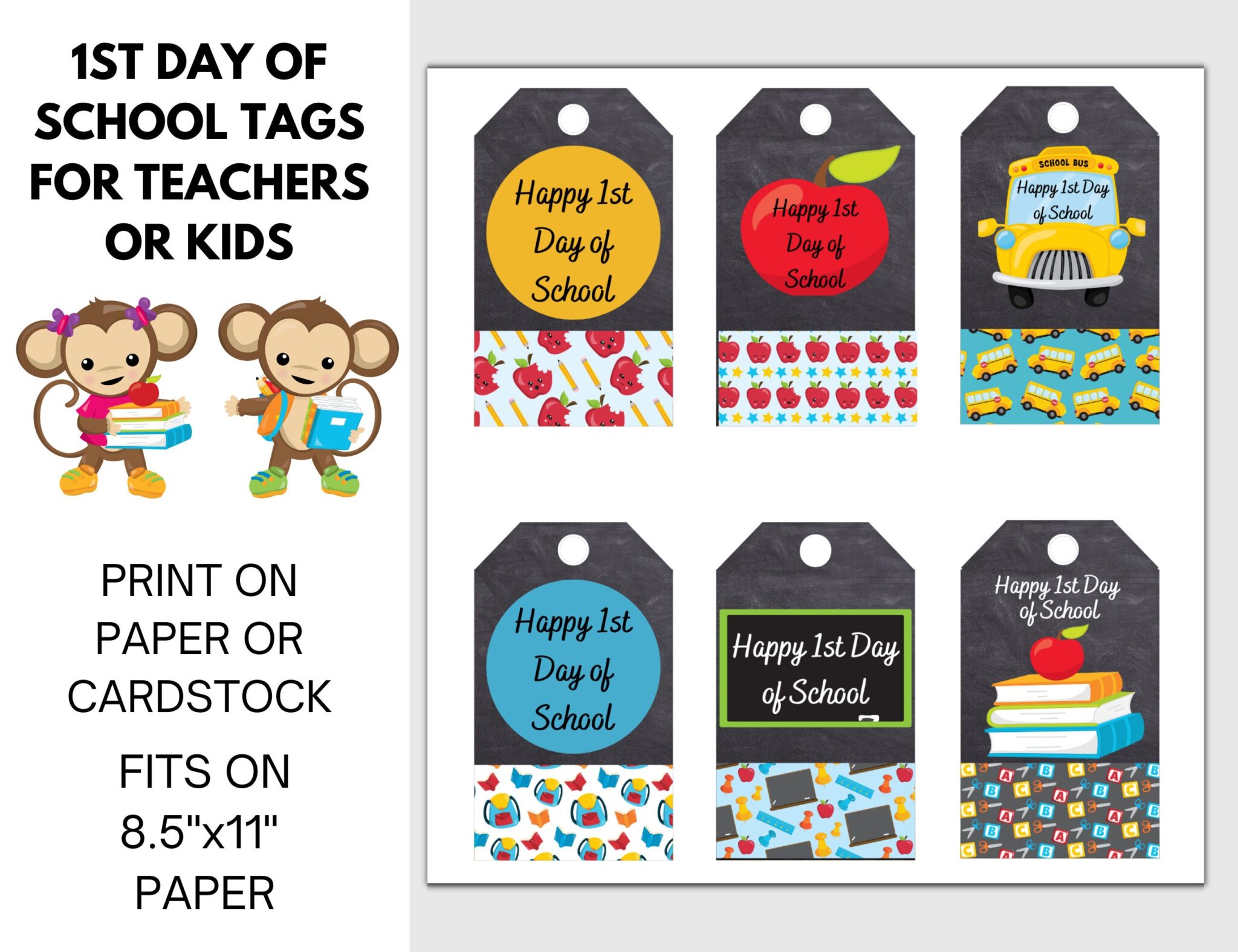 1st Day of School Gift Tags - Mess for Less Shop