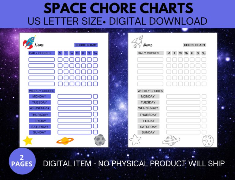 Outer Space Kids Chore Chart - Mess for Less Shop