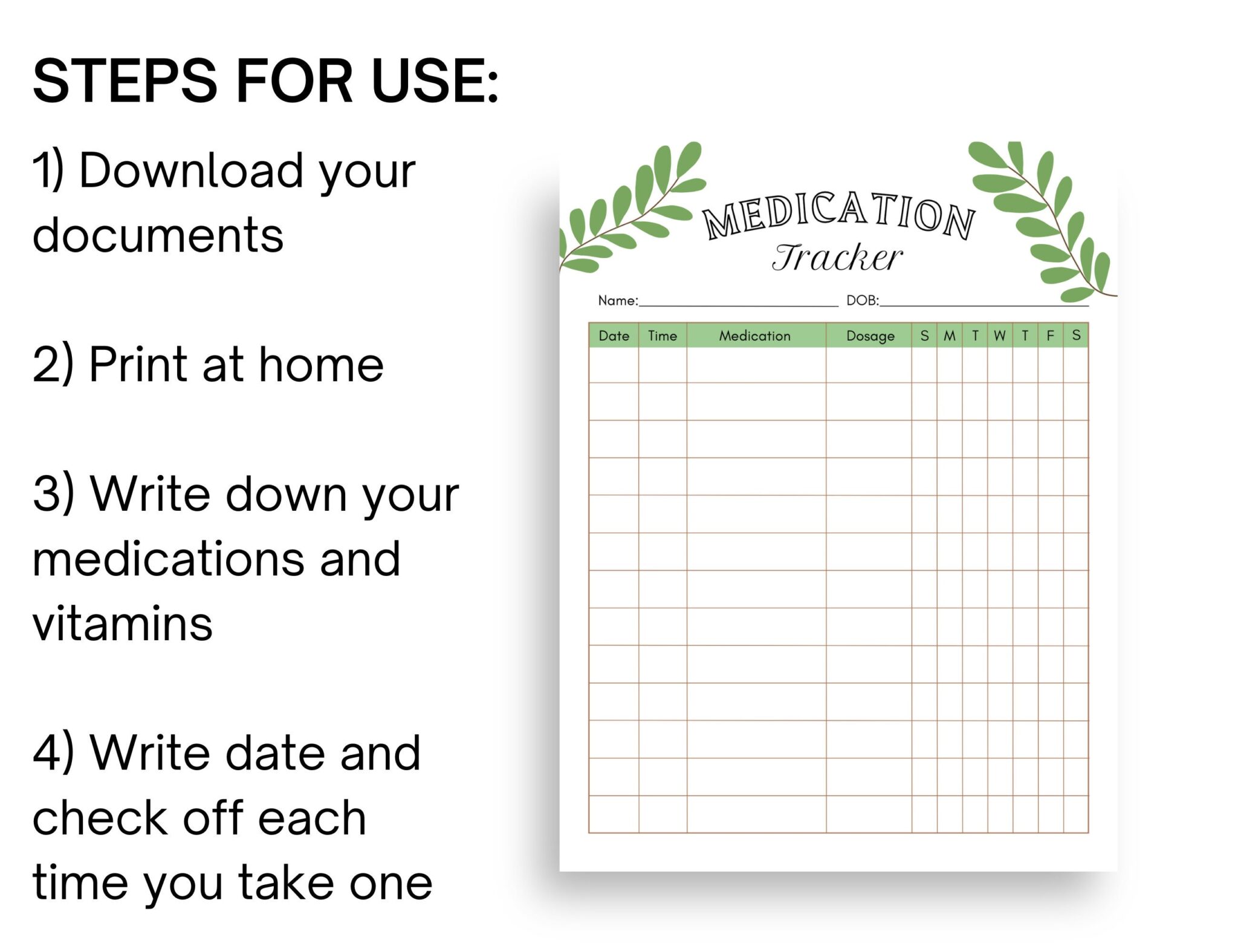 Printable Medication Tracker - Mess for Less Shop