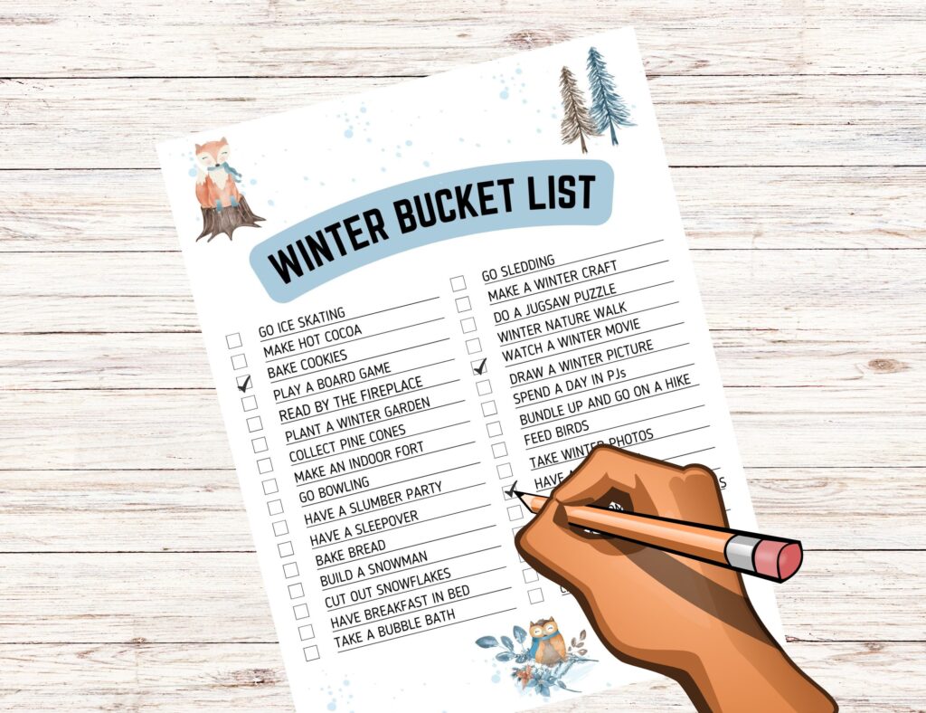 Winter Bucket List Printable - Mess for Less Shop