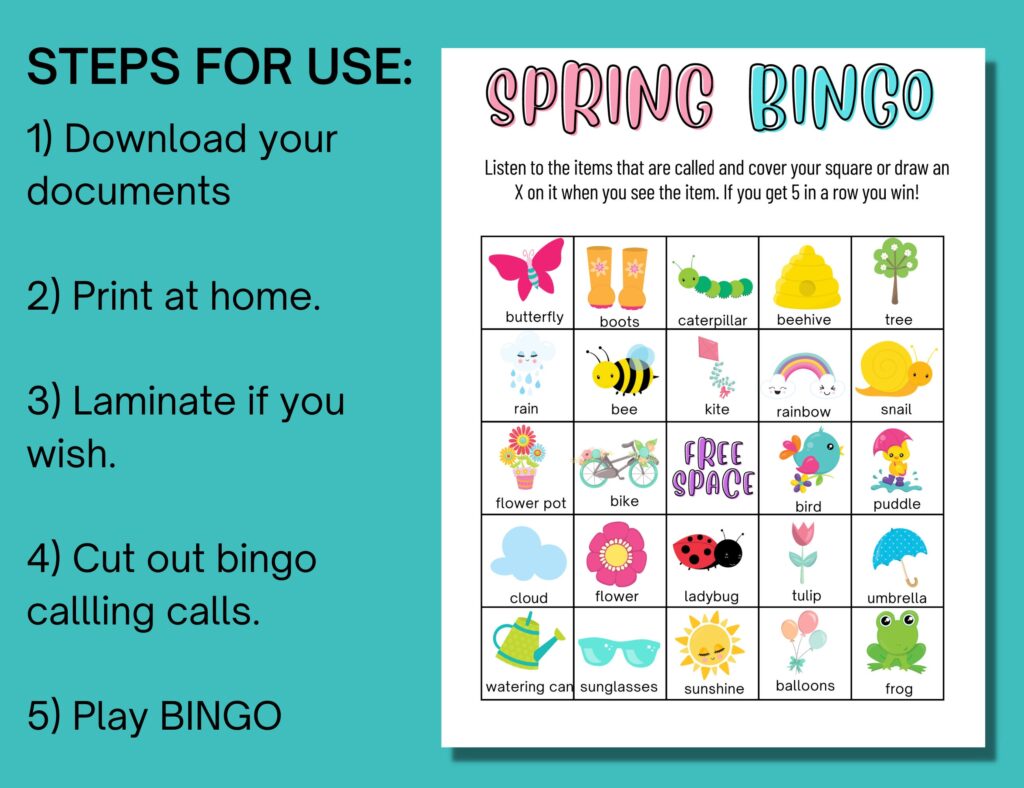Spring Bingo Printables - Mess for Less Shop