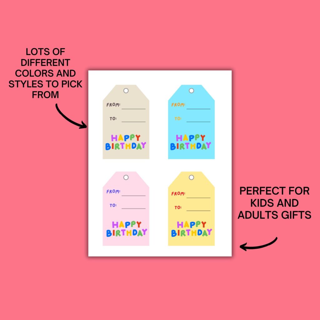 Happy Birthday Gift Tags - Mess for Less Shop
