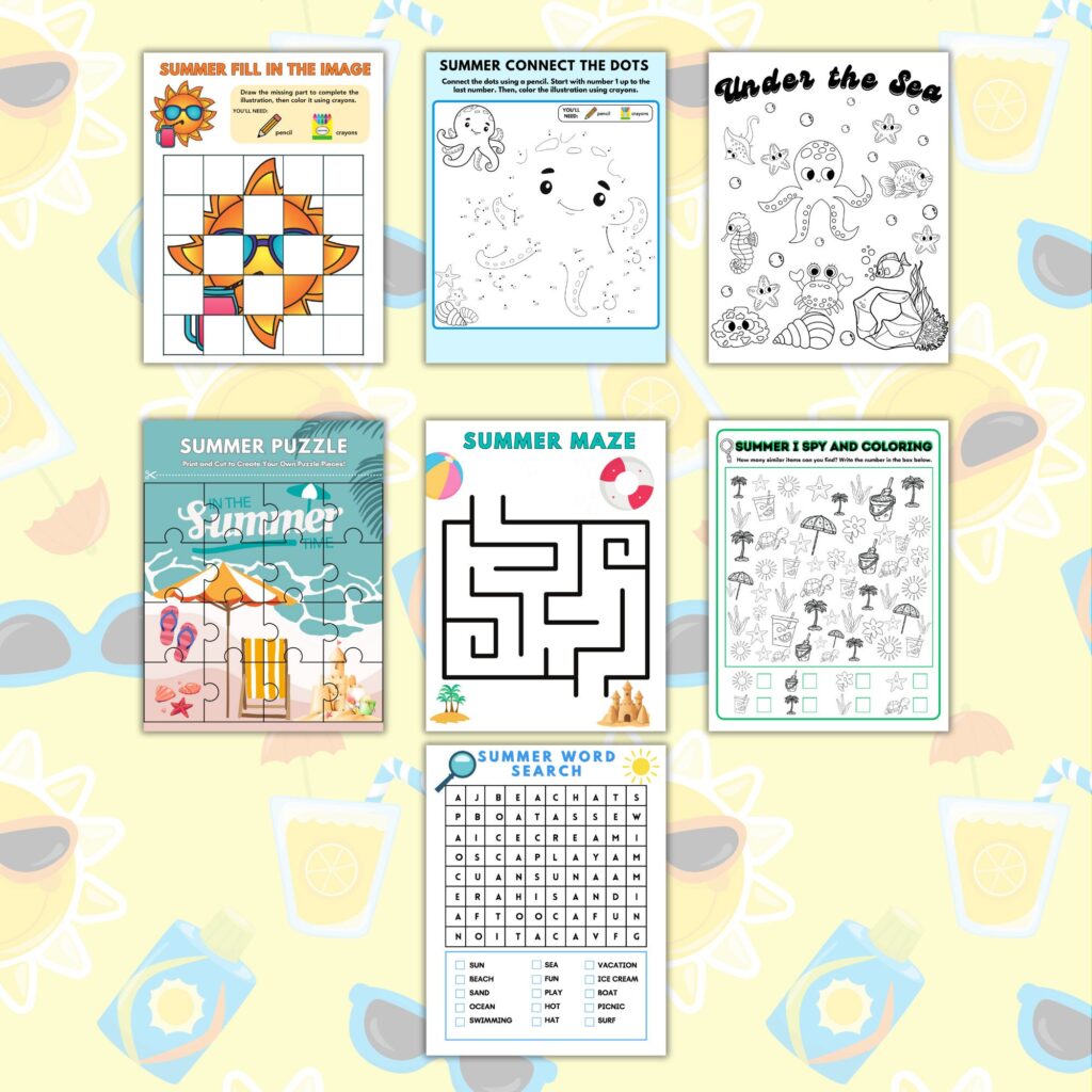 Kids Summer Activity Pack Printables - Mess for Less Shop