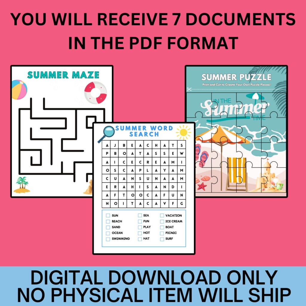 Kids Summer Activity Pack Printables - Mess for Less Shop