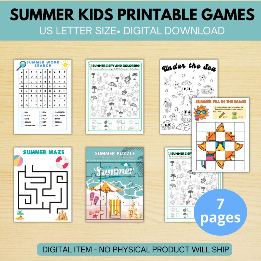 Kids Summer Activity Pack Printables - Mess for Less Shop
