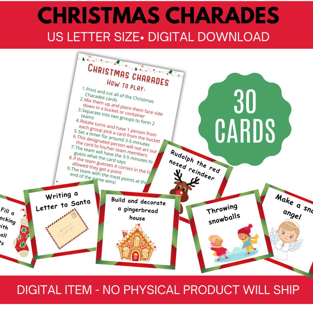 Christmas Charades Printable Game - Mess for Less Shop
