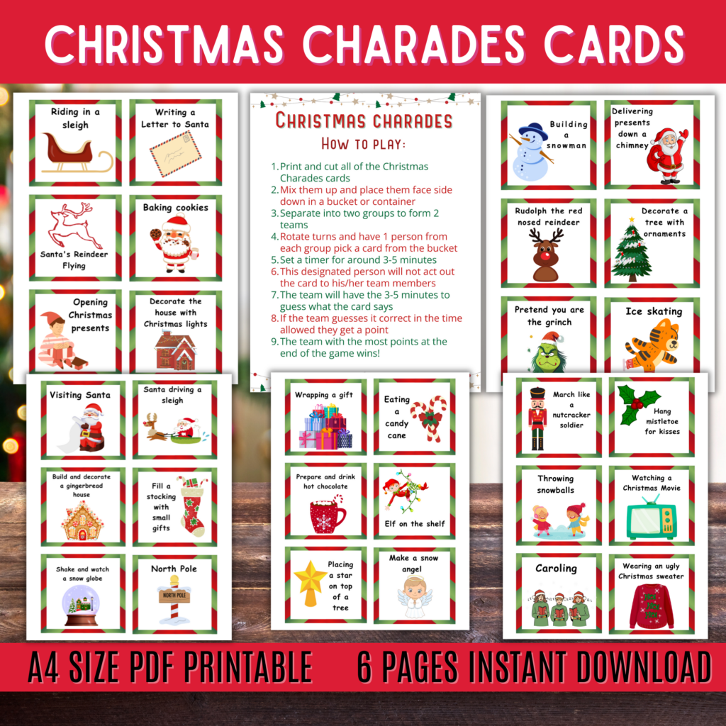 Christmas Charades Printable Game - Mess for Less Shop
