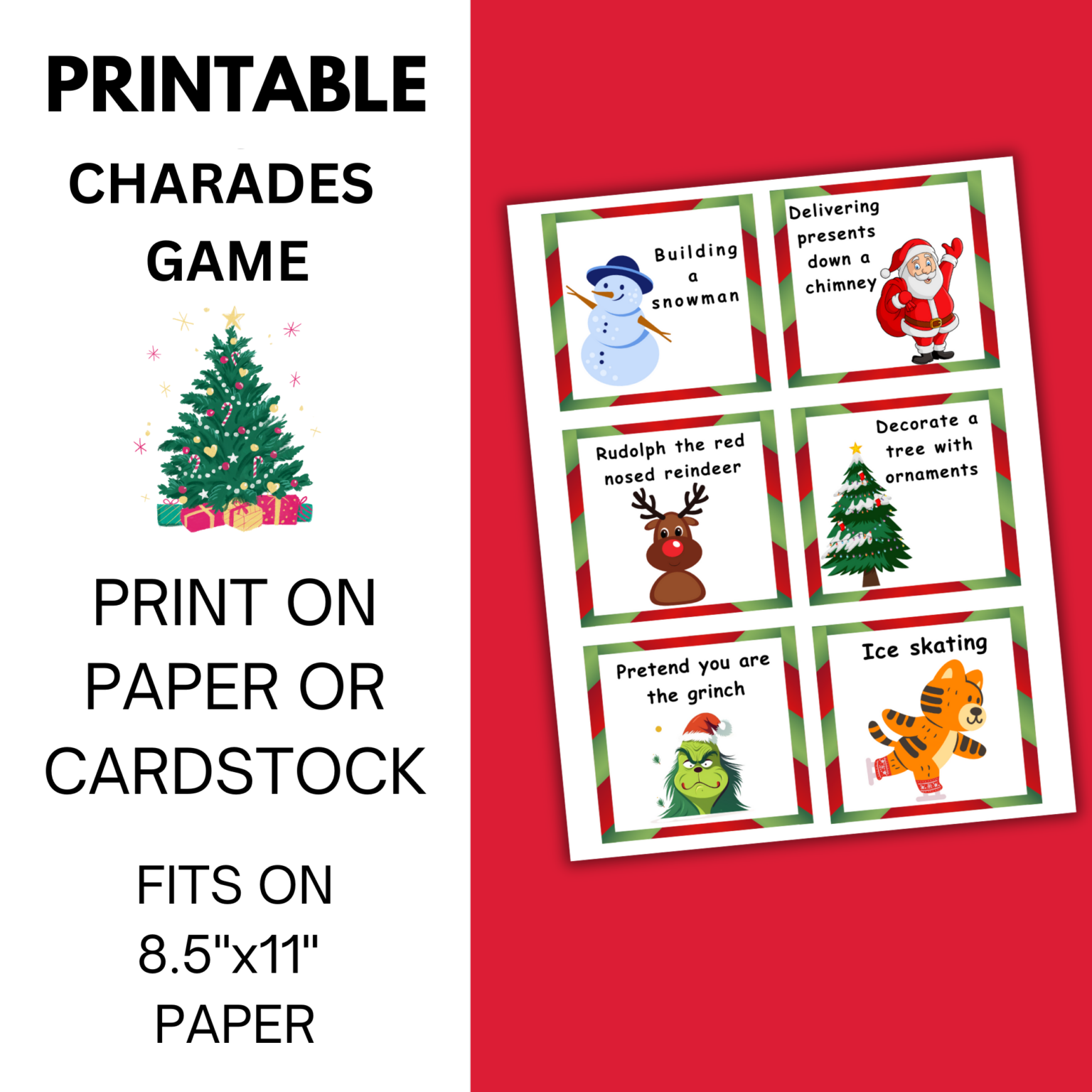 Christmas Charades Printable Game - Mess for Less Shop