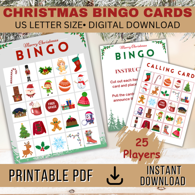 Christmas Bingo Game Printables - Mess for Less Shop