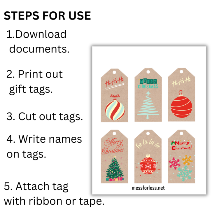 Printable Chirstmas Gift Tags - Mess for Less Shop