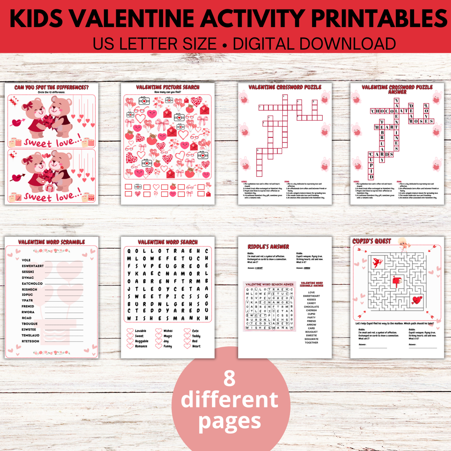 Kids Valentine Activity Printables - Mess for Less Shop