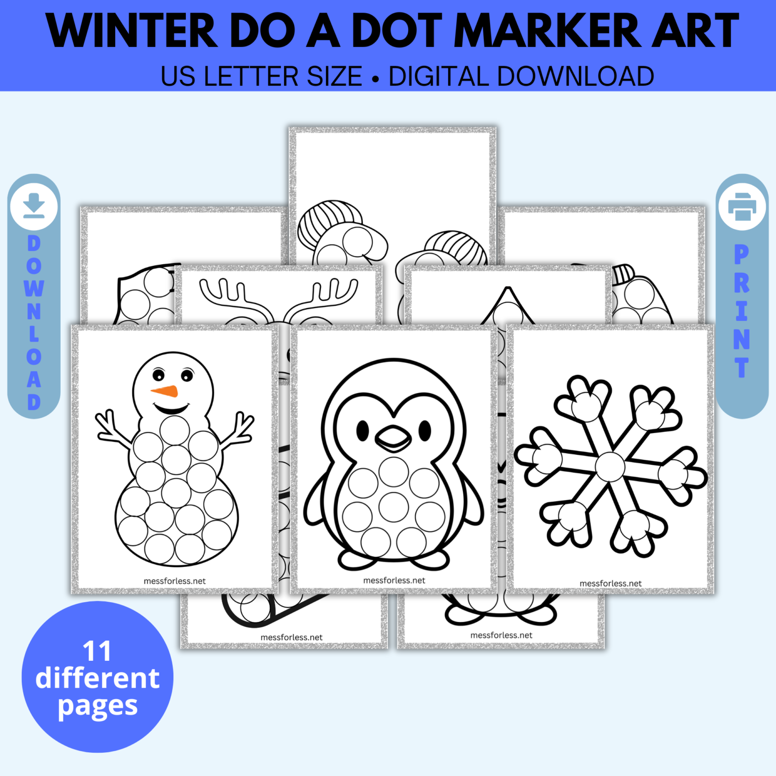 Winter Do A Dot Marker Art Printables - Mess for Less Shop