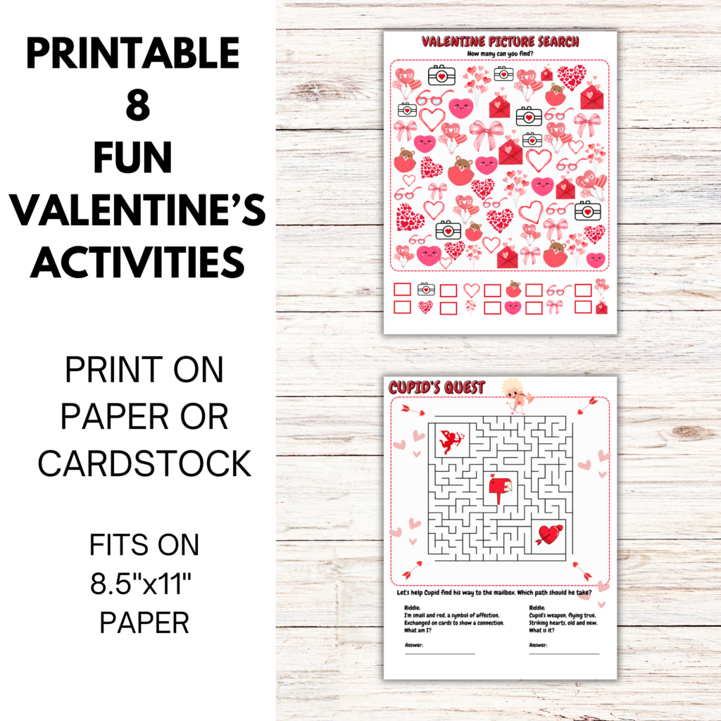 Kids Valentine Activity Printables - Mess for Less Shop