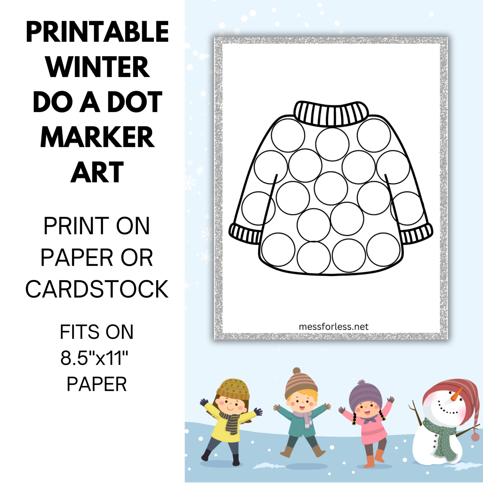 Winter Do A Dot Marker Art Printables - Mess for Less Shop