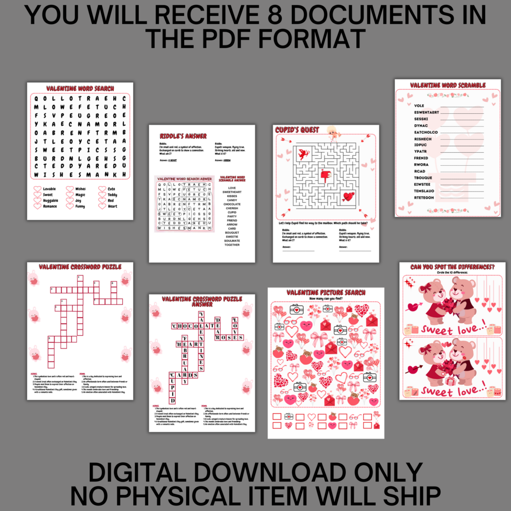 Kids Valentine Activity Printables - Mess for Less Shop
