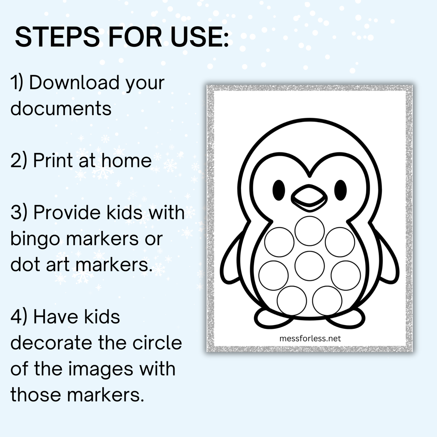 Winter Do A Dot Marker Art Printables - Mess for Less Shop