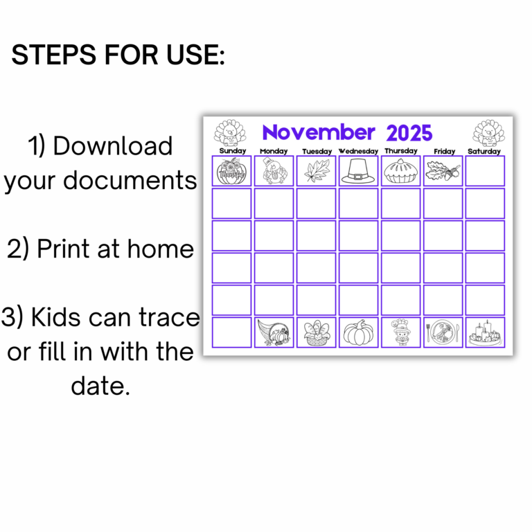 2025 Kids Traceable Calendar Printable - Mess for Less Shop