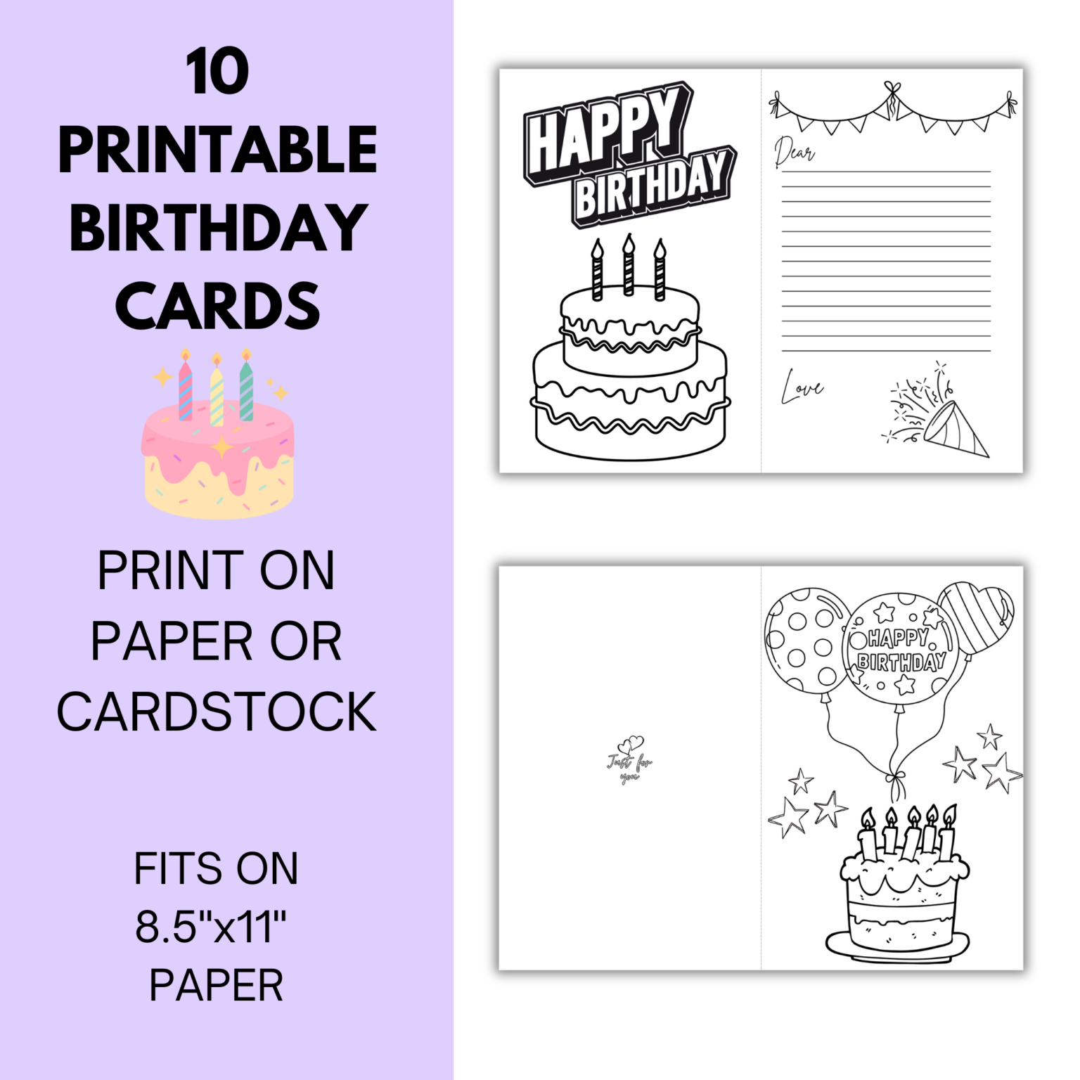 Printable Birthday Cards to Color - Mess for Less Shop