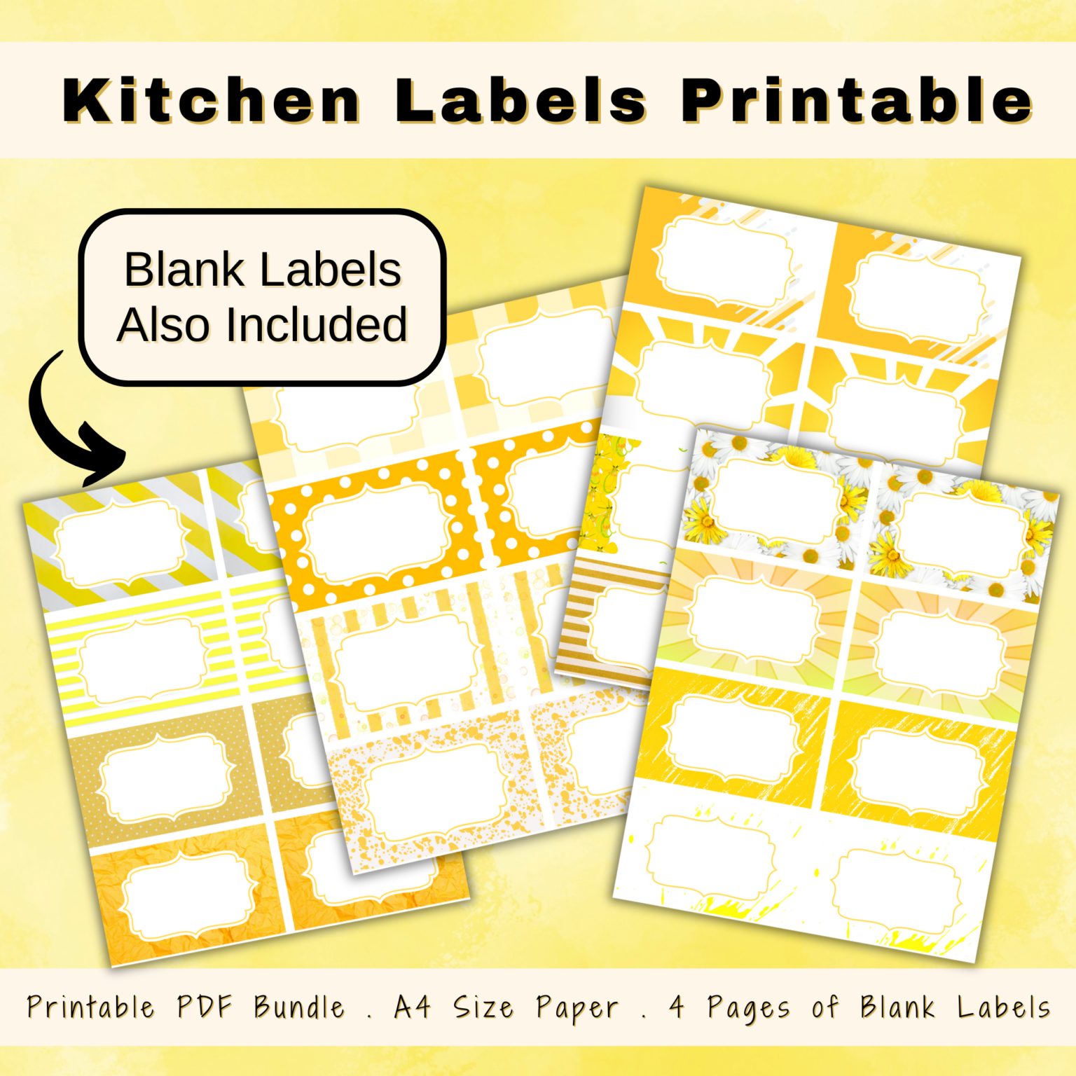 Yellow Kitchen Labels Printables - Mess for Less Shop