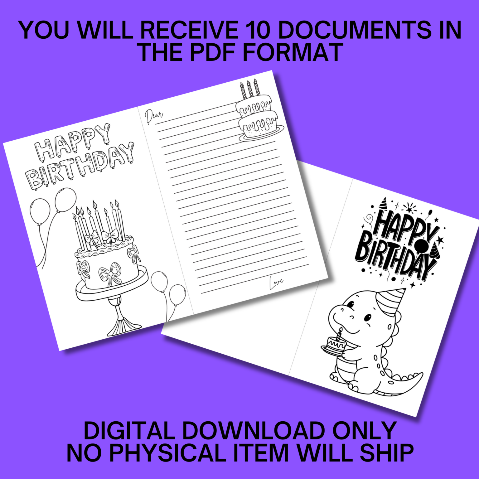 Printable Birthday Cards to Color - Mess for Less Shop
