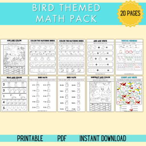 Bird Math Worksheets for Preschool & Kindergarten - Mess for Less Shop