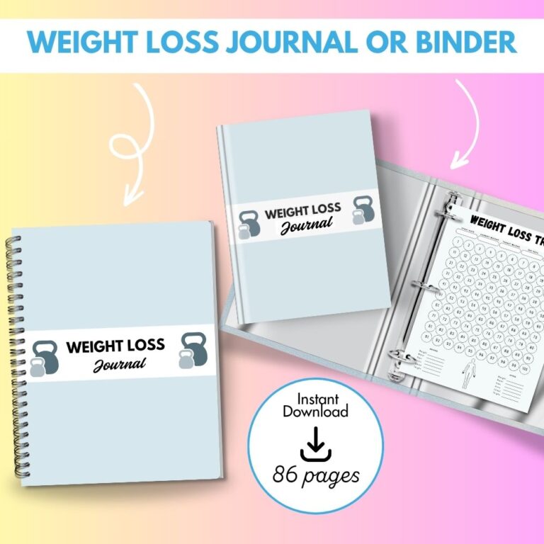 Printable Weight Loss Planner and Journal - 86 Pages of Motivation ...