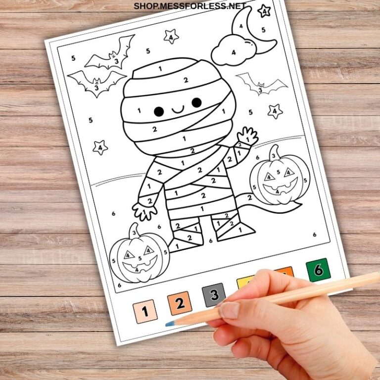 Halloween Color By Number Printables - Mess for Less Shop