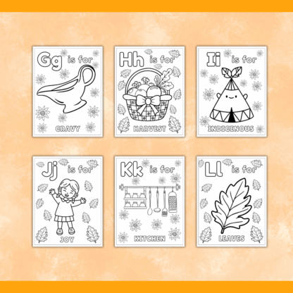 Printable Thanksgiving Alphabet Coloring Pages (26 Pages) - Mess for ...